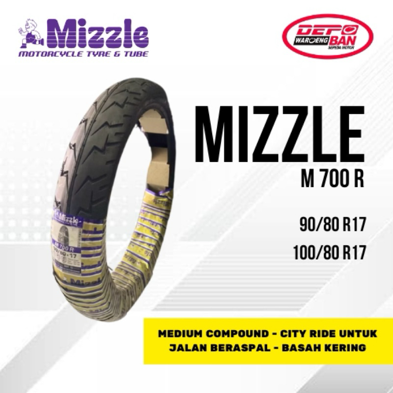 Jual BAN TUBLESS MERK M700 90/80 R17 & 100/80 R17 MIZZLE [ ORIGINAL NEW ...