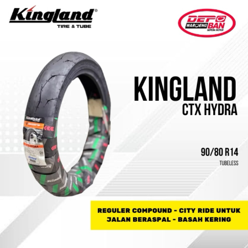 Jual BAN MATIC TUBLES TYPE HYDRA CTX 90/80 R14 MERK KINGLAND [ORIGINAL ...
