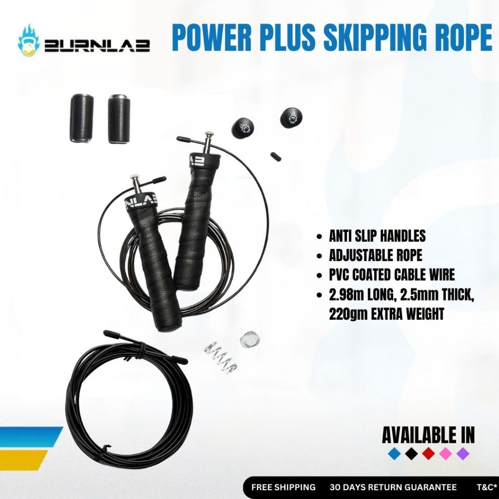 Jual BURNLAB Pro Power Adjustable Skipping Rope - 2.98 meter | Shopee ...