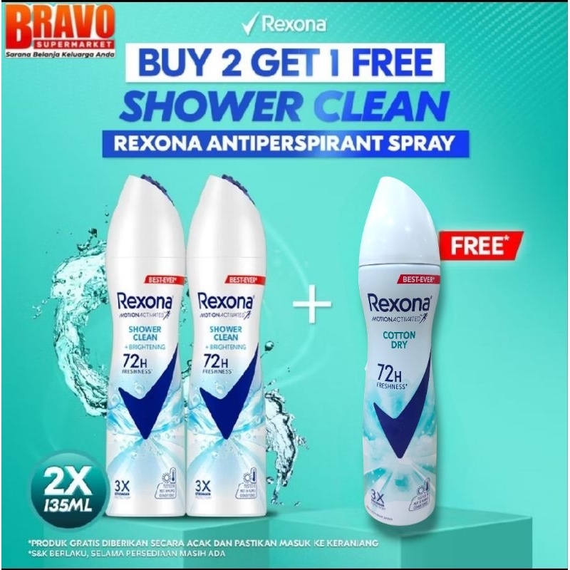 Jual Buy 2 Get 1 !!! 2pcs Rexona Antiperspirant DEODORANT SPRAY Shower ...