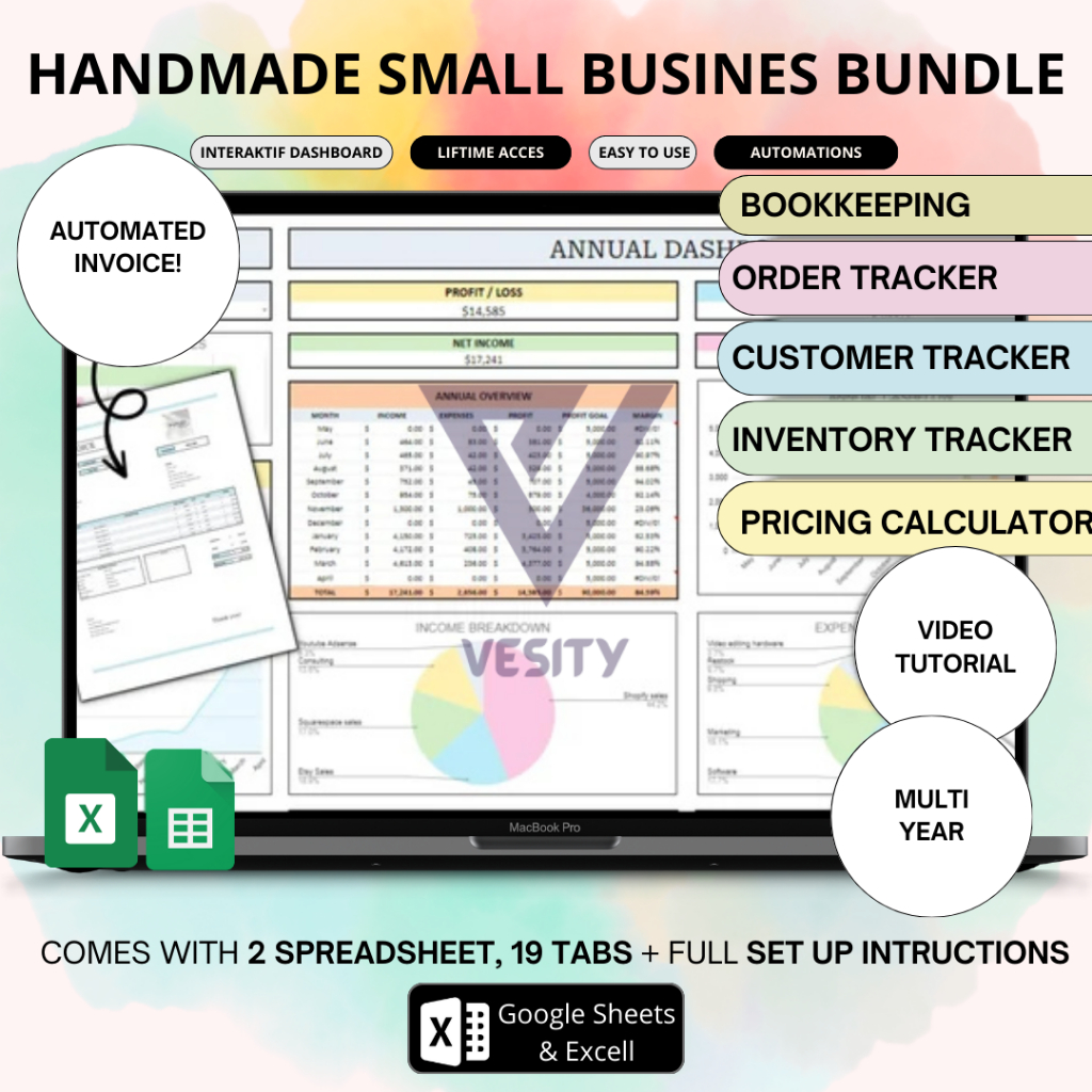 Jual VE7 Pencatatan Keuangan untuk UMKM Barang Handmade Small Business Bookkeeping Spreadsheet ...
