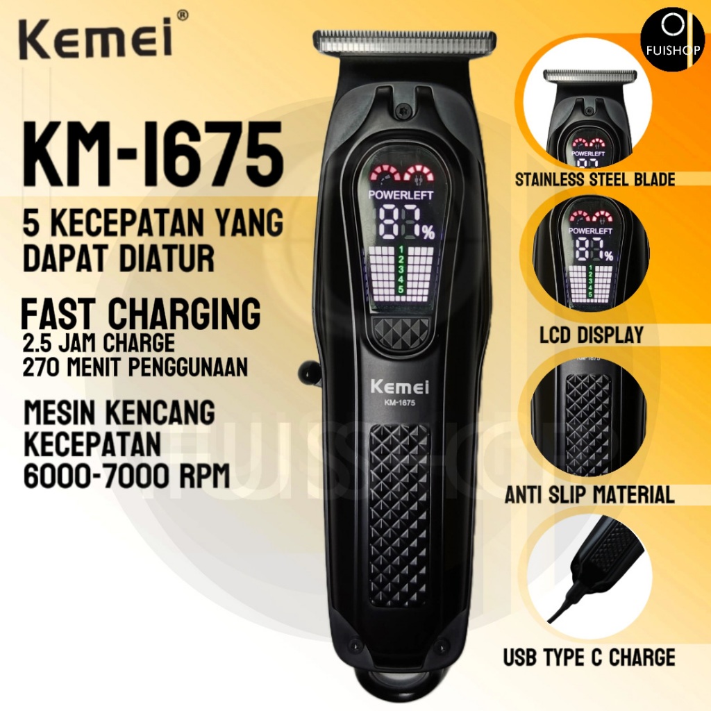 Jual Kemei KM 1675 alat cukur rambut Professional Hair Trimmer (Model King ) | Shopee Indonesia