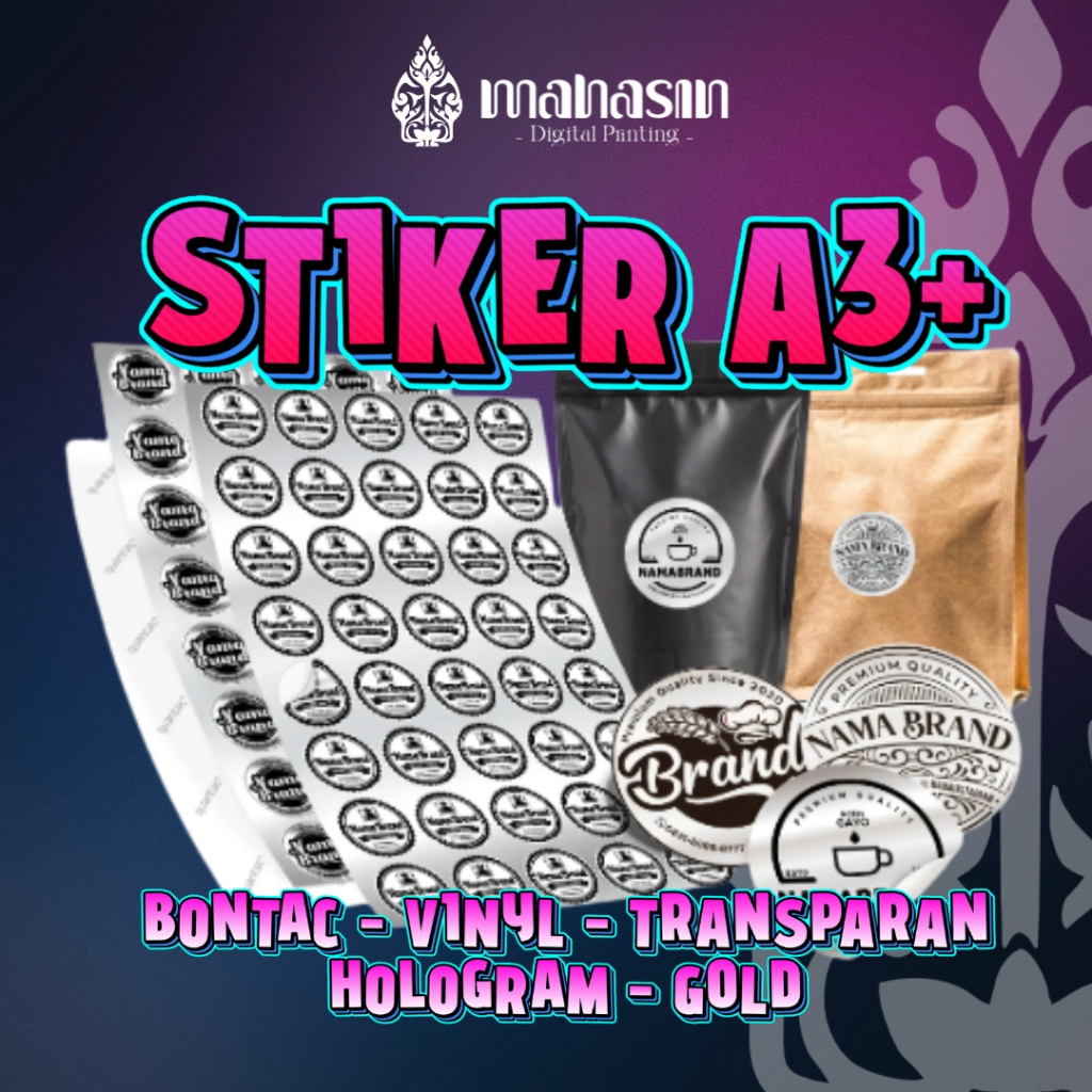 Jual CETAK STIKER BONTAC VINYL LEMBARAN A3+ BUAT LABEL MAKANAN DAN ...