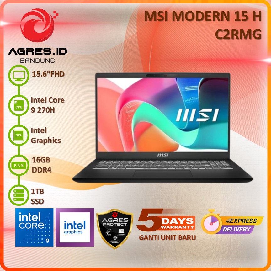 Jual MSI MODERN 15H C2RMG CORE 9 270H 16GB 1TB SSD 15.6"FHD IPS ...