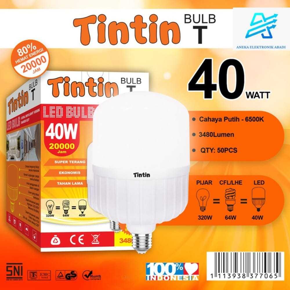 Jual Lampu Cahaya Putih Bohlam LED Tintin/Lancar/Laku-Laku Bulb-T Series 5w/10w/15w/20w/30w/40w ...