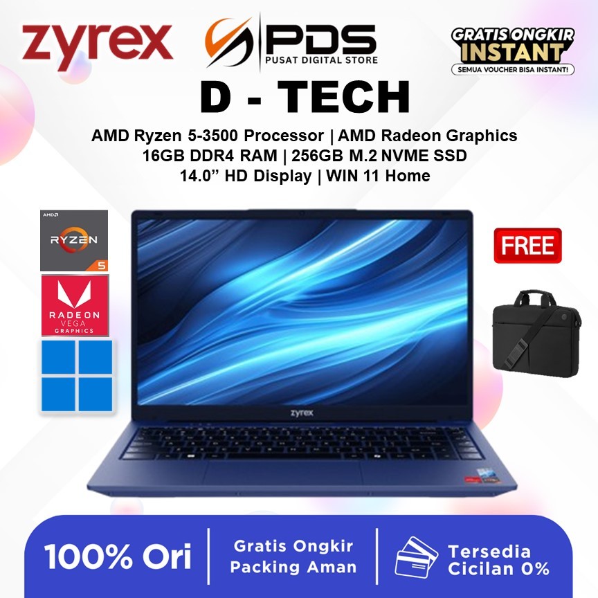 Jual ZYREX D-Tech AMD Ryzen 5 - 3500u Ram 16GB SSD 256GB 14" FHD WIN 11 ...