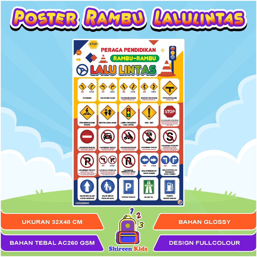 Jual POSTER RAMBU-RAMBU LALU LINTAS - POSTER EDUKASI ANAK - POSTER ...