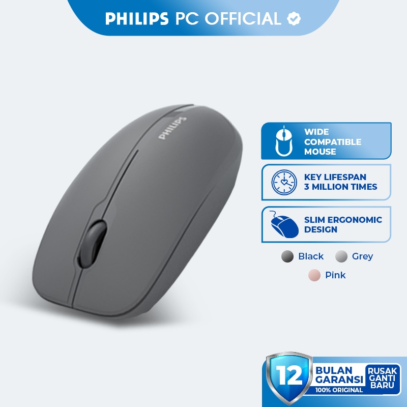 Jual Philips Mouse Dual Mode Wireless + Bluetooth Silent Clicks 1600 ...