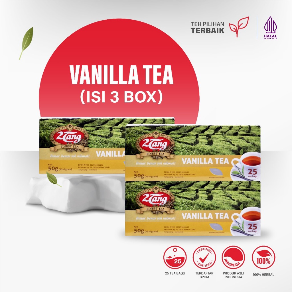 Jual 2Tang Vanilla Tea Teh Celup [3 box @25 kantong/ 2gr] | Shopee ...