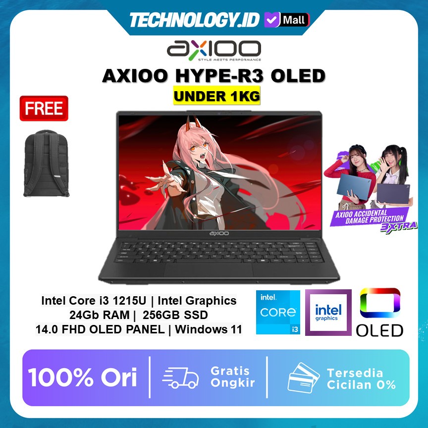 Jual Axioo Hype R3 OLED Intel Core i3-1215U RAM 24GB 256GB SSD 14.0-Inch Full HD OLED Windows 11 ...