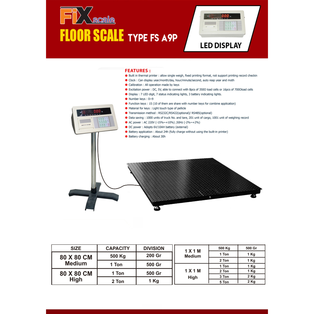 Jual Timbangan lantai floor scale a9p 1x1 normal | Shopee Indonesia