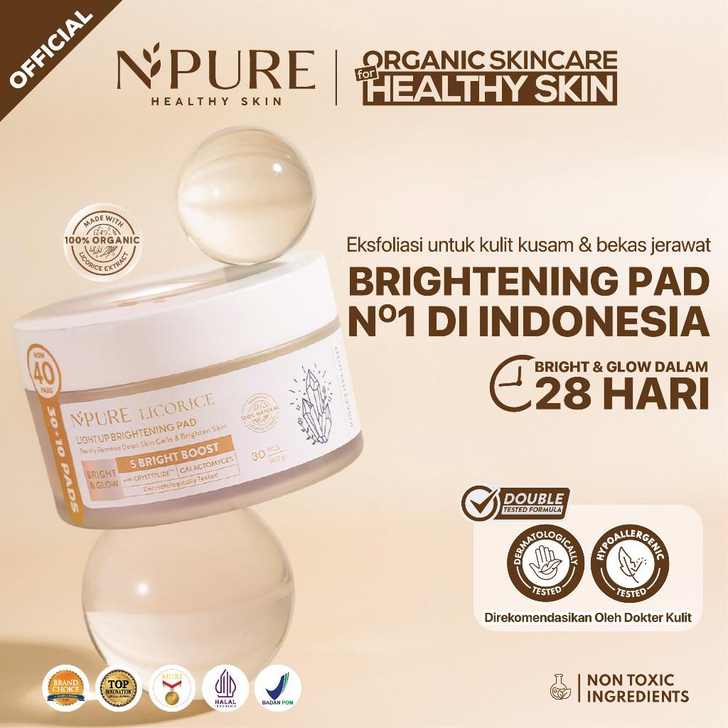 Jual LICORICE PAD - NPURE Brightening Exfoliating Pad Licorice / Light ...
