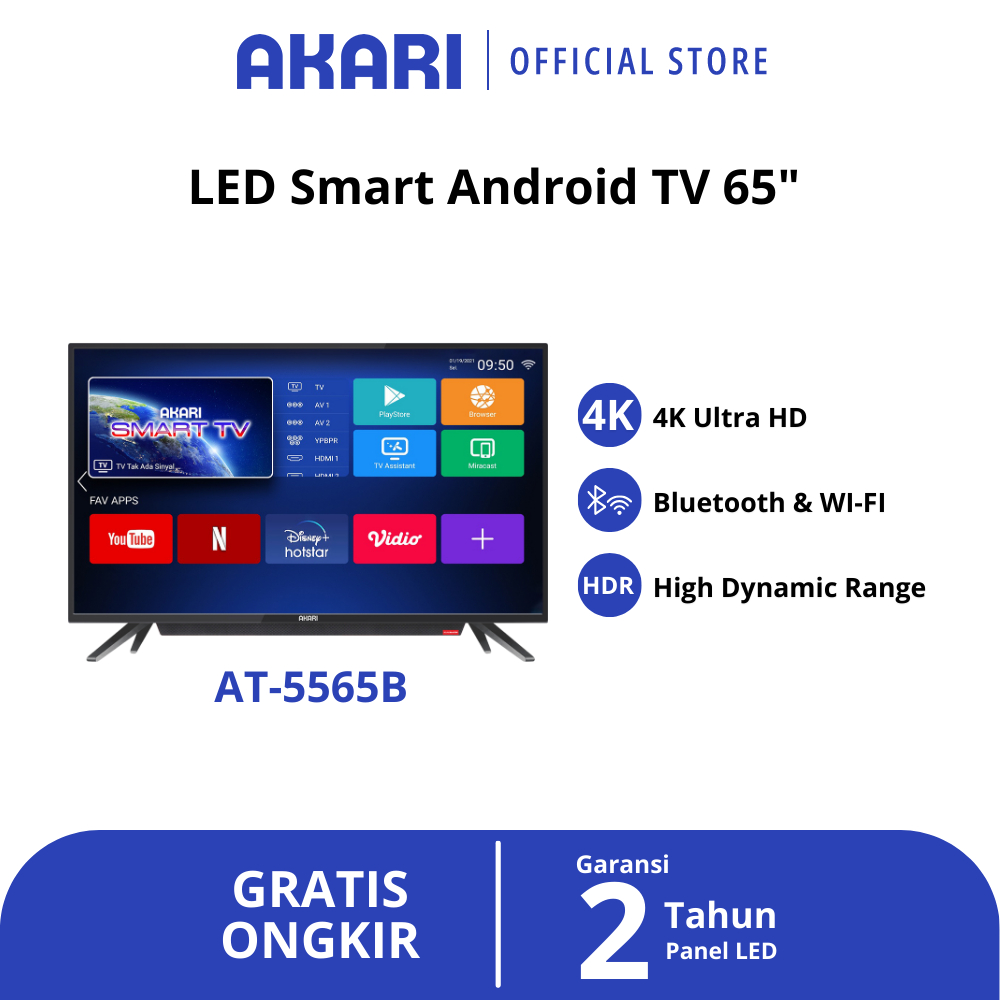 Jual AKARI Smart Android TV 65 inch 4K UHD Bluetooth AT-5565B ( LED TV ...