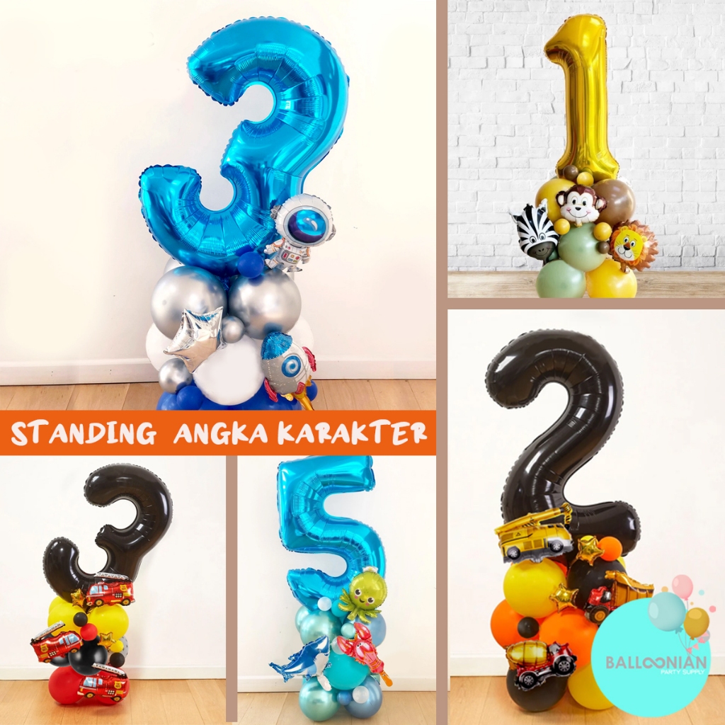 Jual STANDING DIY ANGKA KARAKTER/DEKORASI ULANG TAHUN/BALON FOIL ANGKA ...