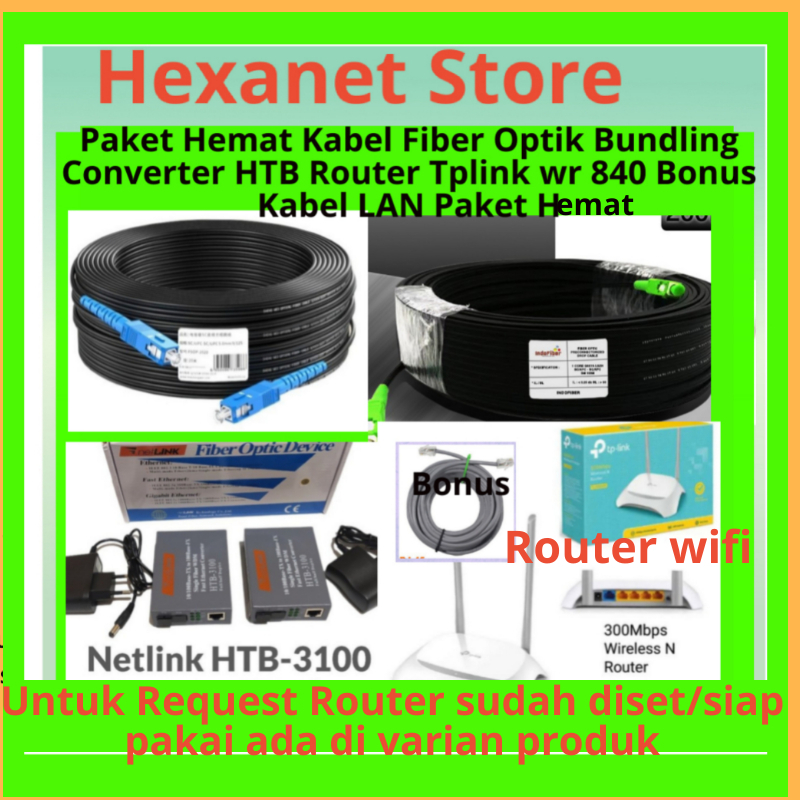 Jual Kabel Fiber Optik Dropcore Kabel FO Precon 50m 60m 75m 80m Bundling Converter HTB Router ...