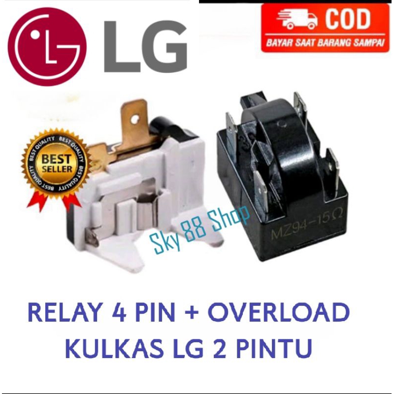 Jual RELAY 4 PIN + OVERLOAD KULKAS LG 2 PINTU / 1 SET / HIGH QUALITY ...