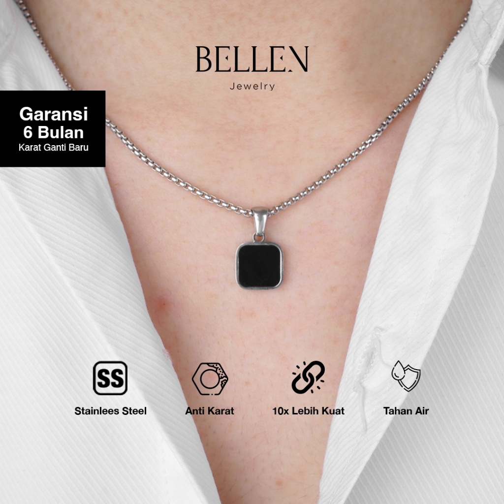 Jual Bellen - Kalung Emas Pria Liontin Persegi Titanium Anti Karat ...