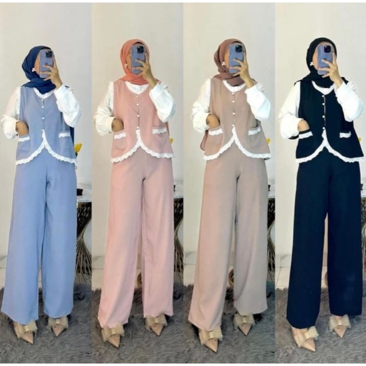 Jual Bebila Setelan Vest Mix Renda Crinkle Airflow Ld 110 Setelan Vest Polos One Set Polos