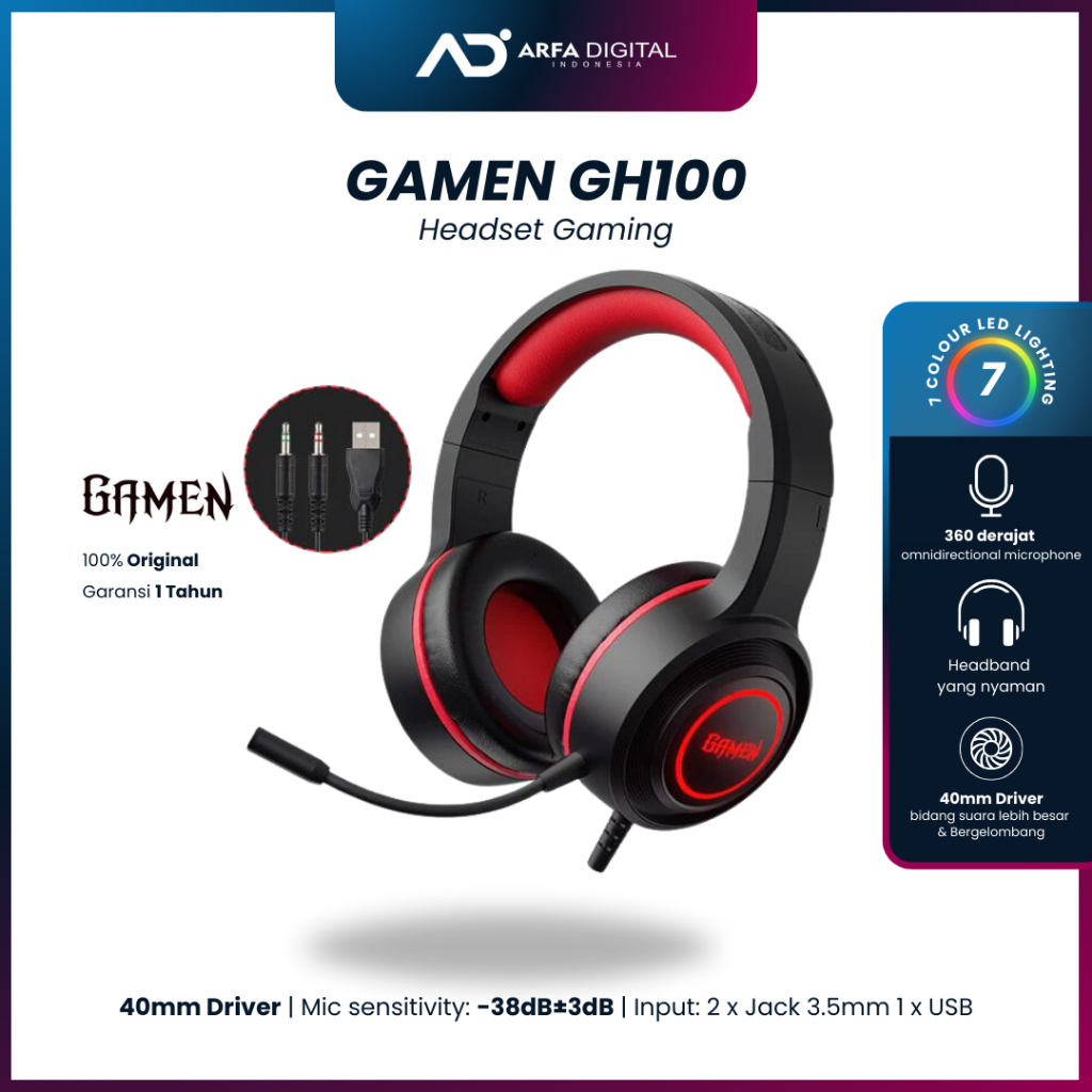 Jual Headset Gaming GAMEN GH100 3D Surround Sound 360 Derajat ...