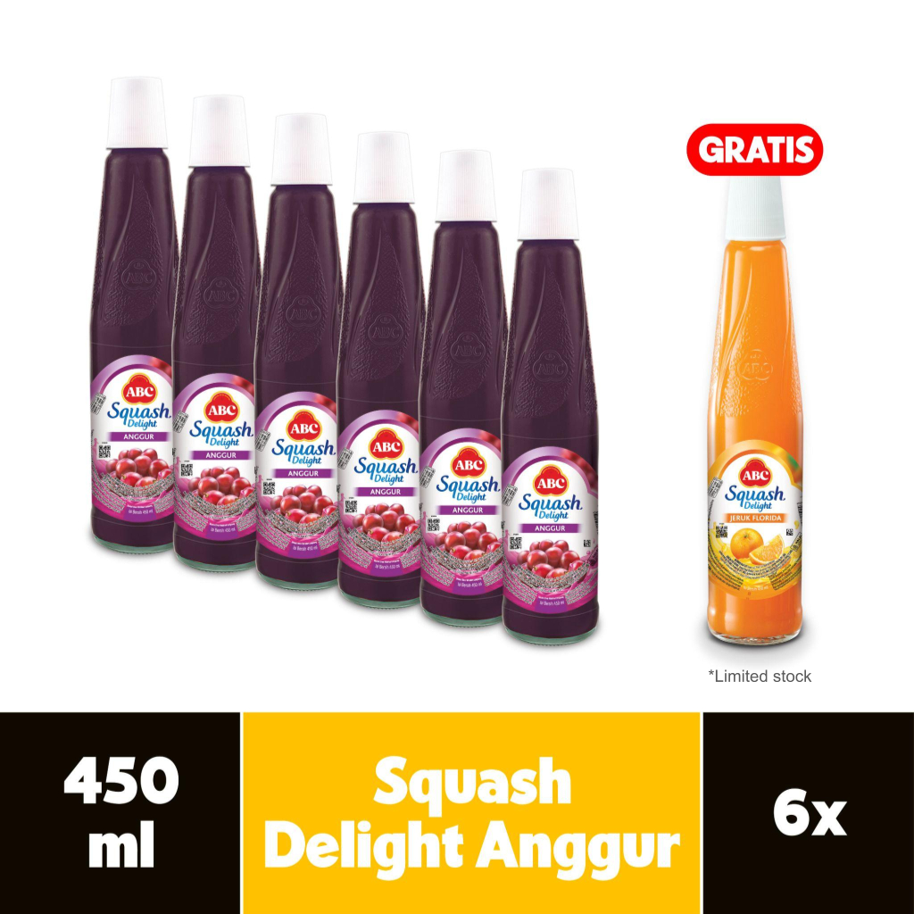 Jual ABC Sirup Squash Delight Anggur 450 ml - Multi Pack 6 pcs | Shopee ...