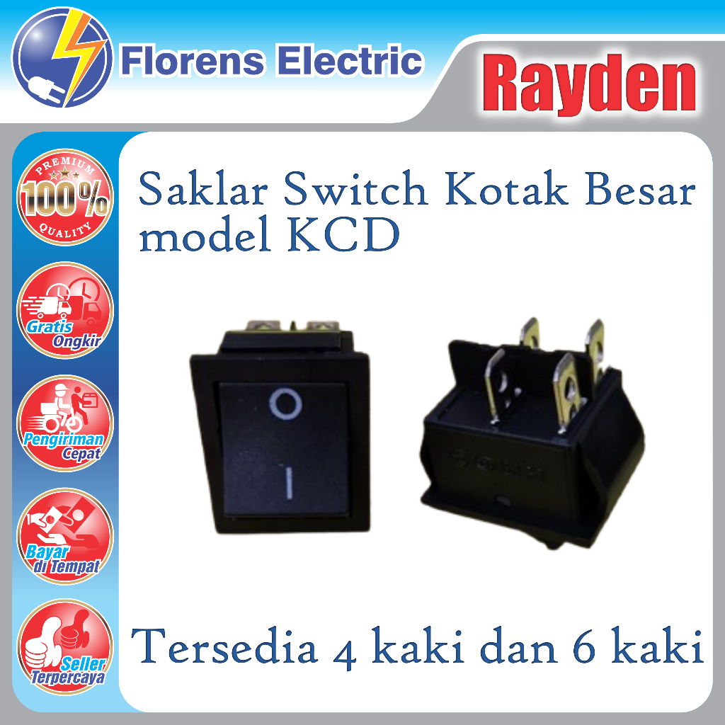 Jual Saklar Switch Kotak Besar 4 Kaki 6 kaki Hitam ON/OFF 4 Pin 8 pin HITAM kcd rocker power 16A ...