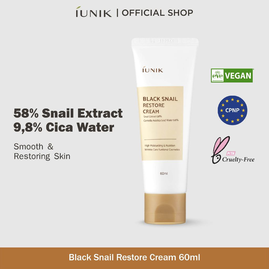 Jual IUNIK Black Snail Restore Cream 60ml | Vegan Moisturizer Snail ...