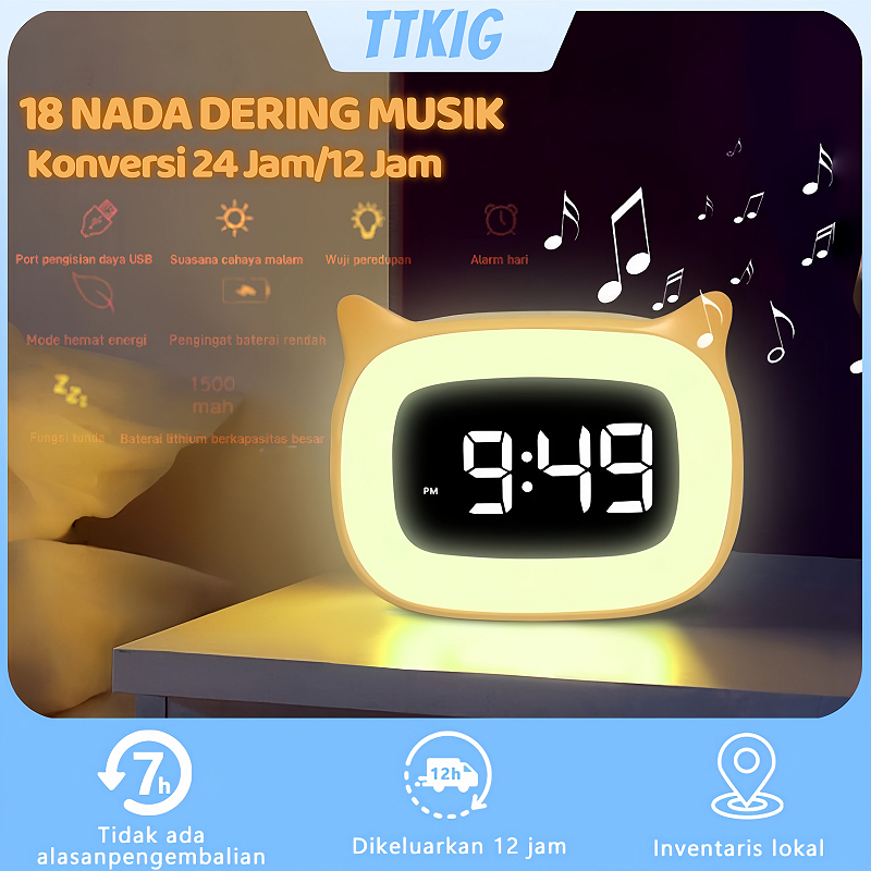 Jual Jam Dinding Digital LED /Jam Digital Untuk Kamar Tidur /Kids Alarm ...