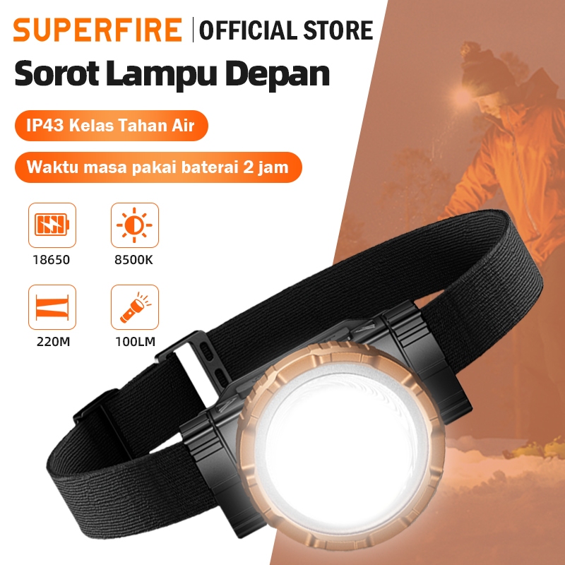 Jual Senter Kepala Headlamp SUPERFIRE HL96 Mini Super Terang LED Tahan Air Isi Ulang Untuk ...