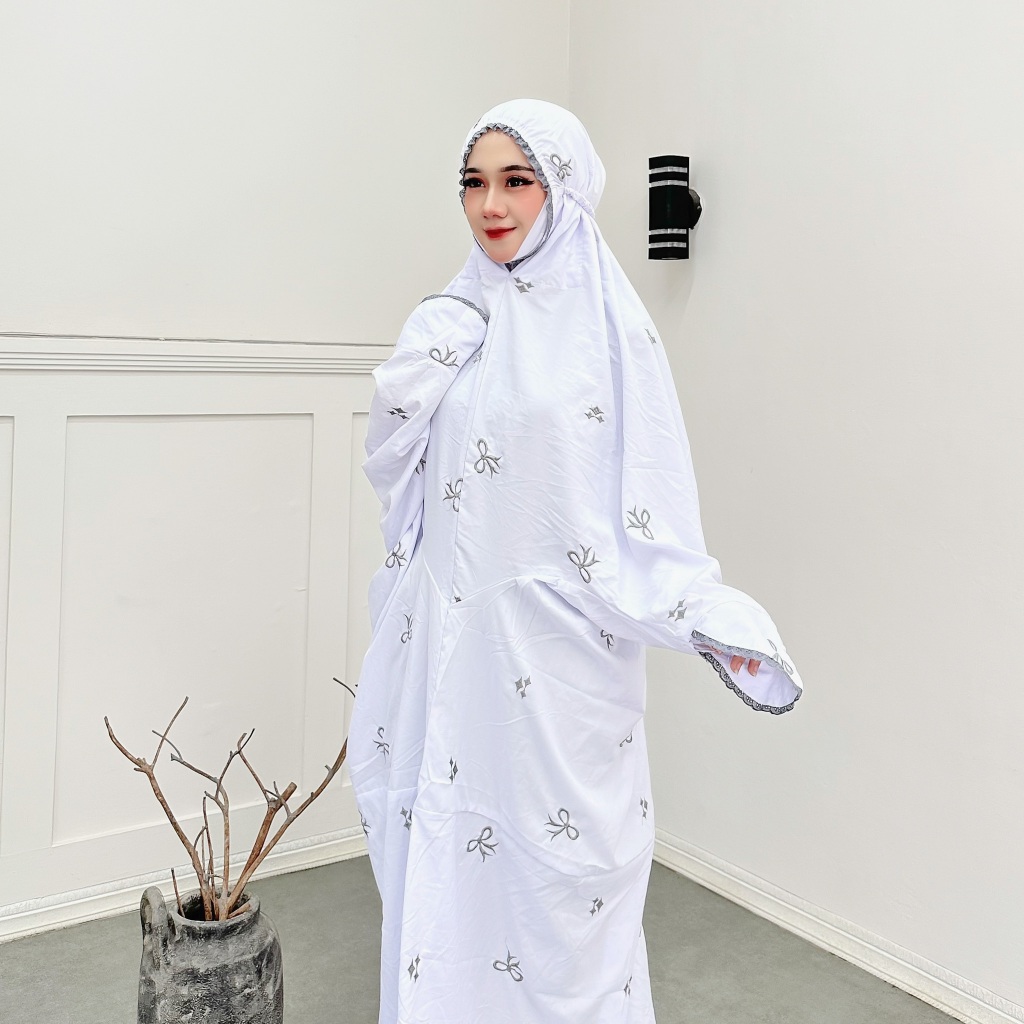 Jual Mukena Pesantren Mukena Terusan Katun Bordir Pita Coquette Mukena ...