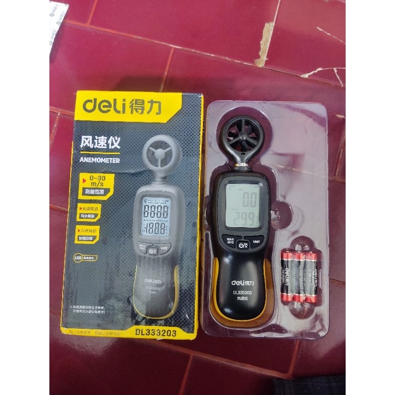 Jual Deli Digital Anemometer Pengukur kecepatan angin Thermometer angin ...