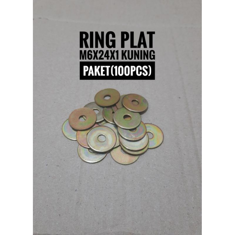 Jual ring plat lebar m6x24x1 kuning dan hijau paket (100pcs) | Shopee ...