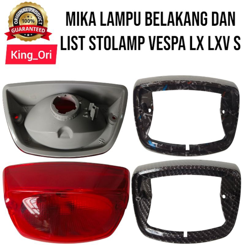 Jual Mika Lampu Belakang dan List Stoplamp Vespa S LX LXV Carbon ...
