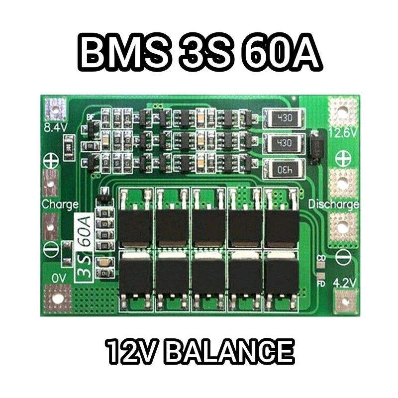 Jual BMS 3S 60A 12.6V Protection Board Balance Version 18650 Li-ion Lithium | Shopee Indonesia