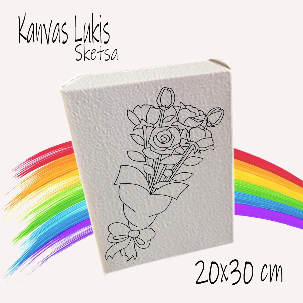 Jual Kanvas Lukis Sketsa Bunga Terbaru 20x30 cm | Siap Pakai Mewarnai ...