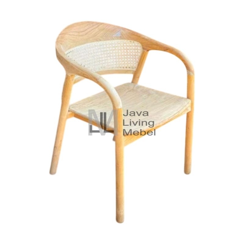 Jual Javalivingmebel Kursi Selly Lengkung Kombinasi Rotan Minimalis Kayu Jati / Kursi Makan Sely ...