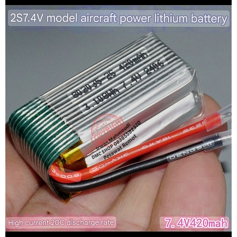 Jual Lipo Baterai Battery 7.4V 2s 420mah plus JST Konektor | Shopee ...
