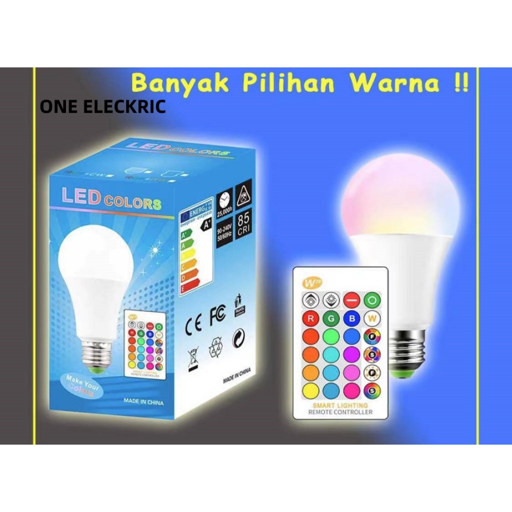 Jual RGBW LED BULB 7W / 9W LAMPU BOHLAM LED RGB REMOTE CONTROL 16 WARNA ...