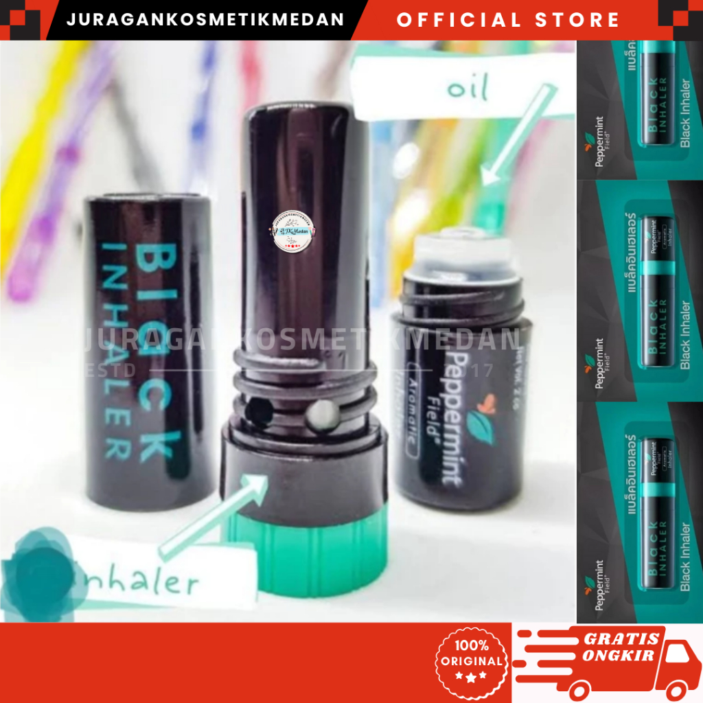 Jual BLACK INHALER THAILAND 2IN1 PEPPERMINT FIELD INHALER 2IN1 AROMATIC ...