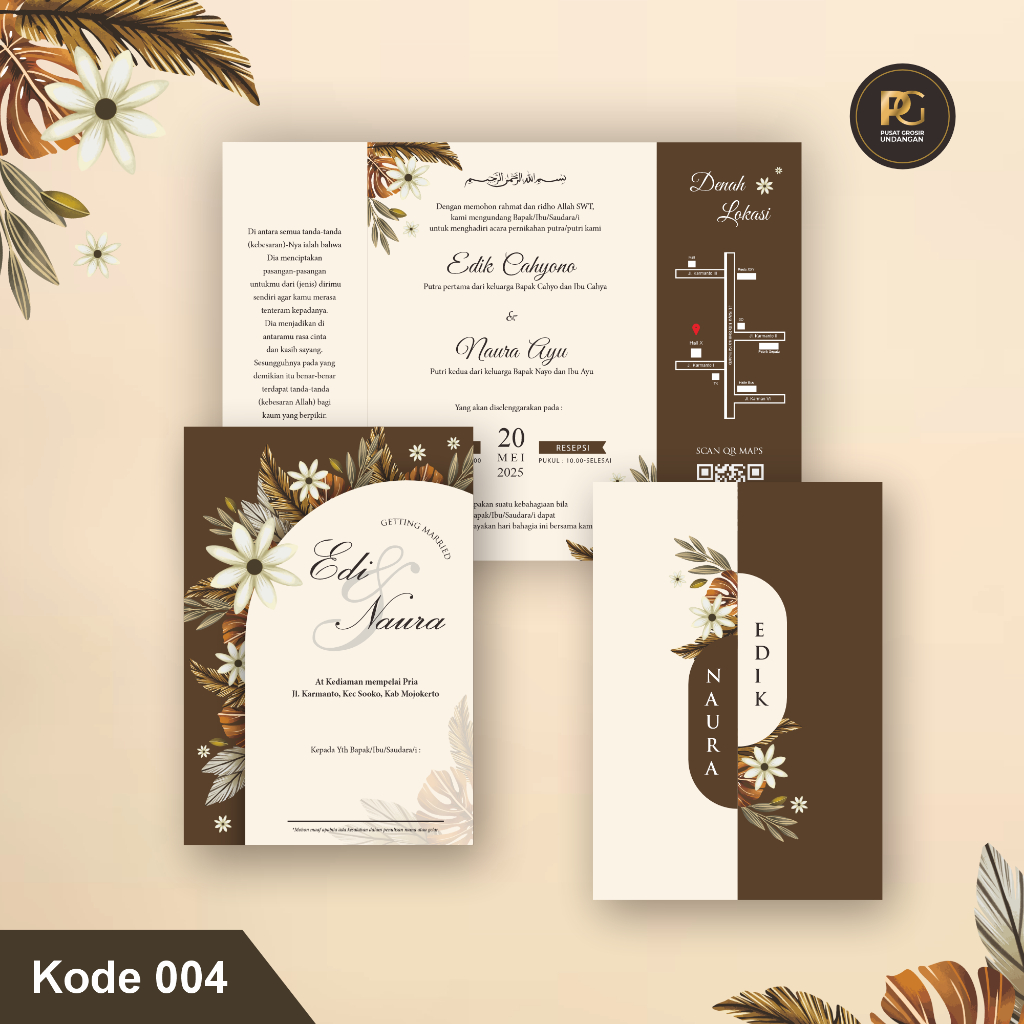 Jual BLANKO UNDANGAN PERNIKAHAN COKLAT FULL MOTIF AESTHETIC MODERN ...