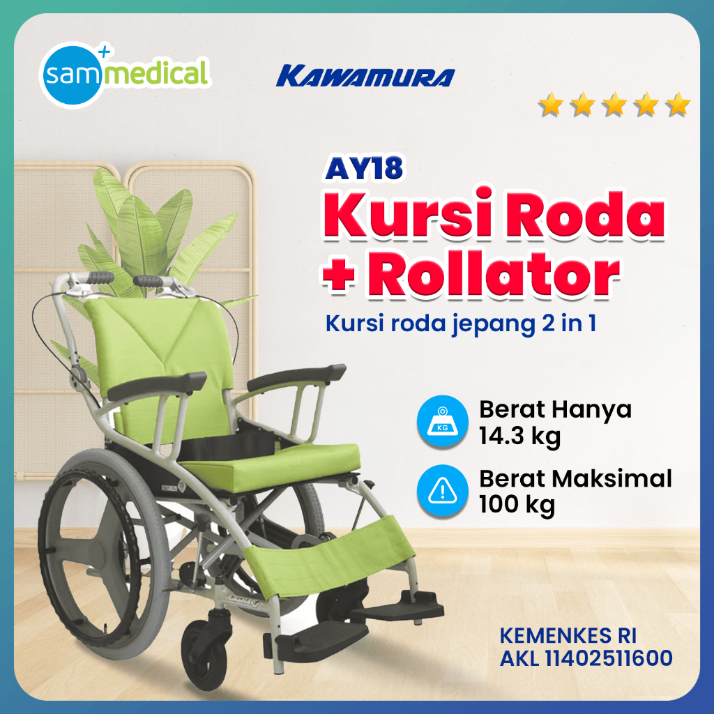 Jual Kawamura Kursi Roda Plus Walker Jepang AY 18 / Kursi Roda Ringan ...