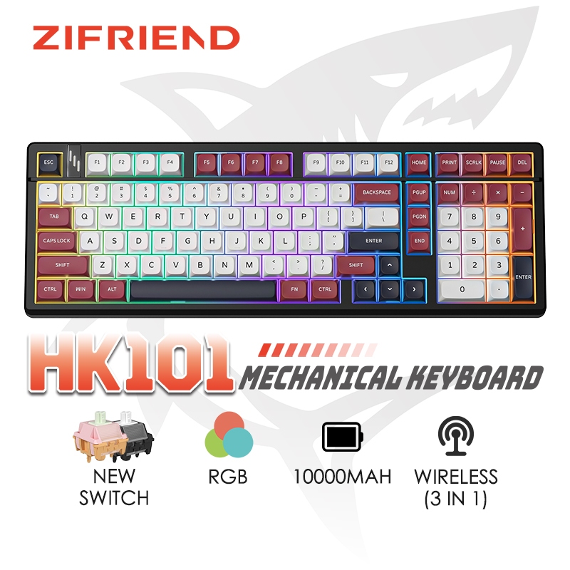 Jual ZIFRIEND HK101 Wireless Keyboard RGB 5PIN Hotswappable Mechanical ...