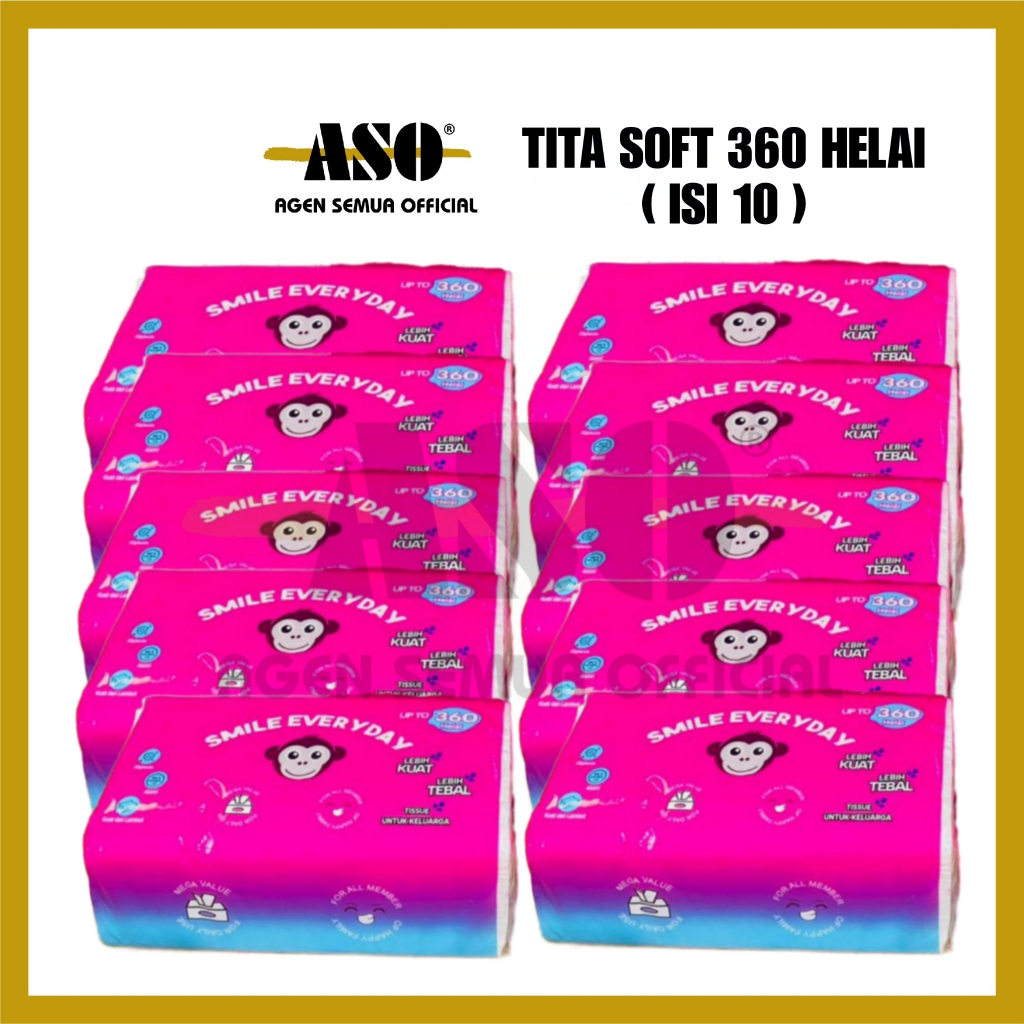 Jual [ PAKET ISI 10 ] Tisu Tissue TITA SOFT facial Tissue 360 helai 180 ...
