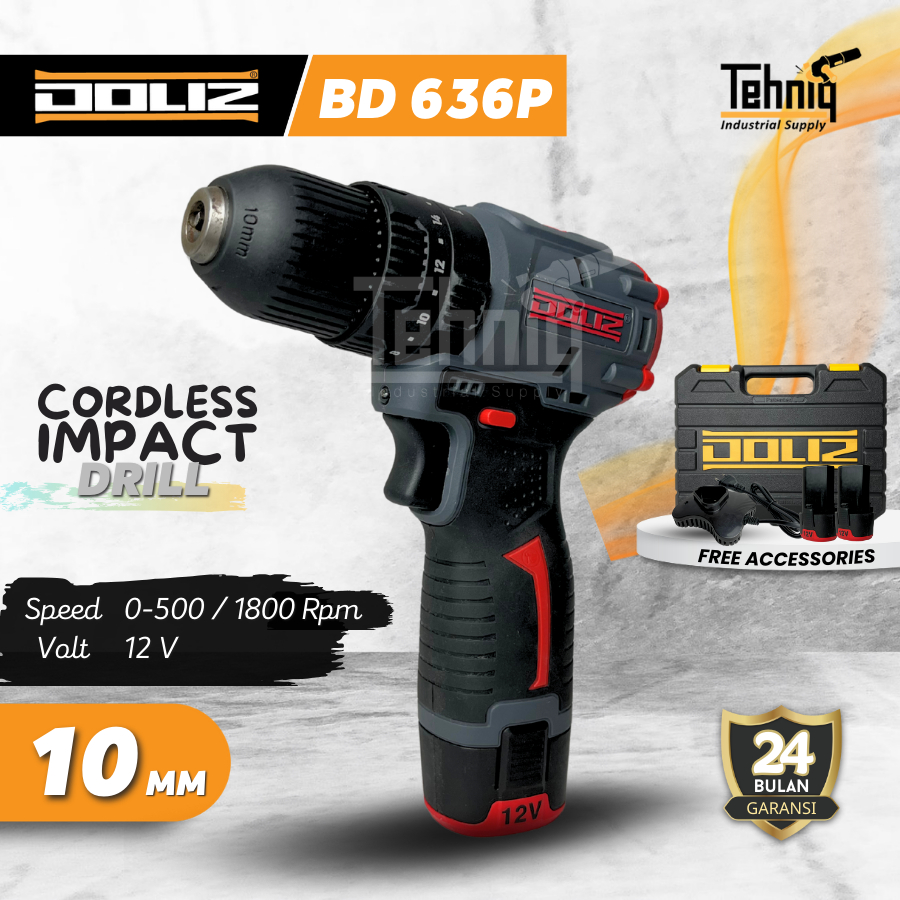 Jual Doliz BD636P Mesin Bor Tembok Beton Baterai Cordless Brushless ...