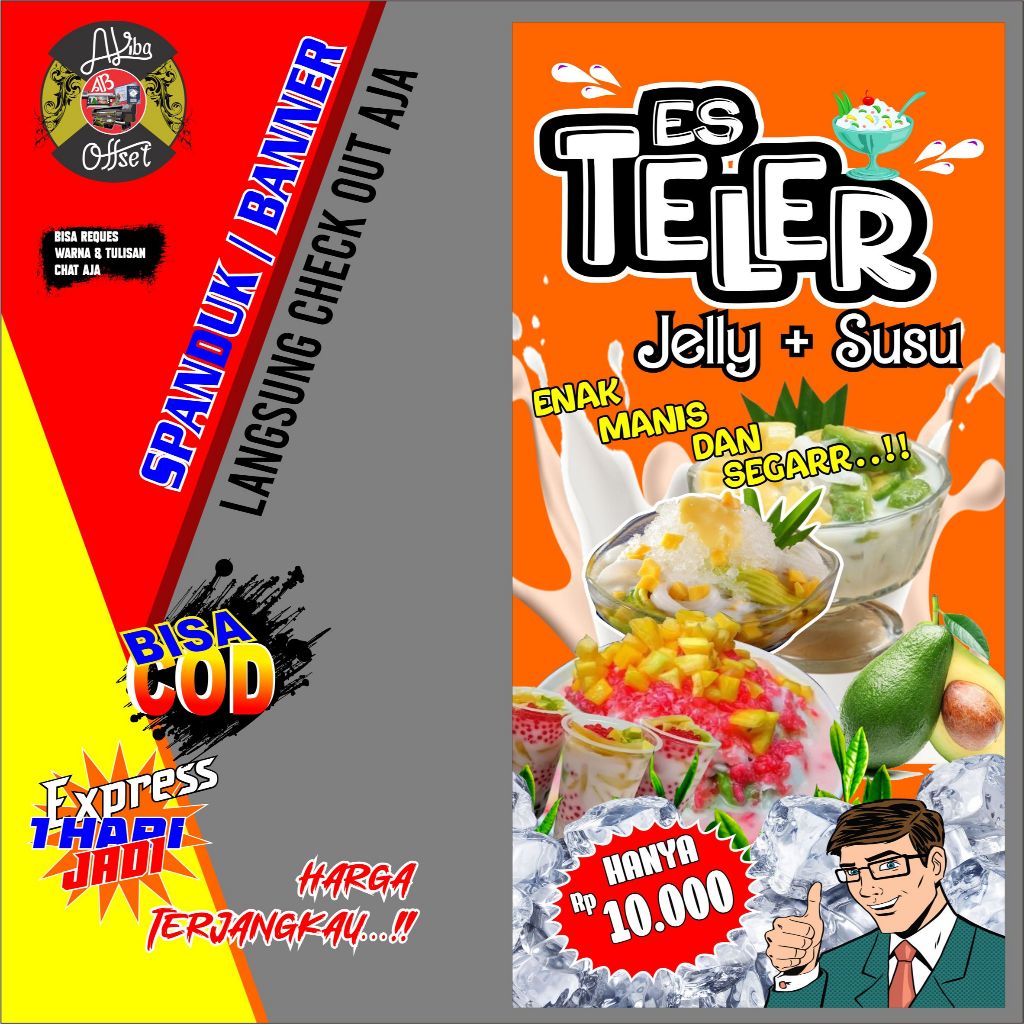 Jual SPANDUK BANNER ES TELER ORANGE 12060 | Shopee Indonesia