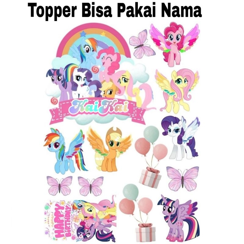 Jual Topper littel pony kuda poni custom nama hiasan cake kue | Shopee ...