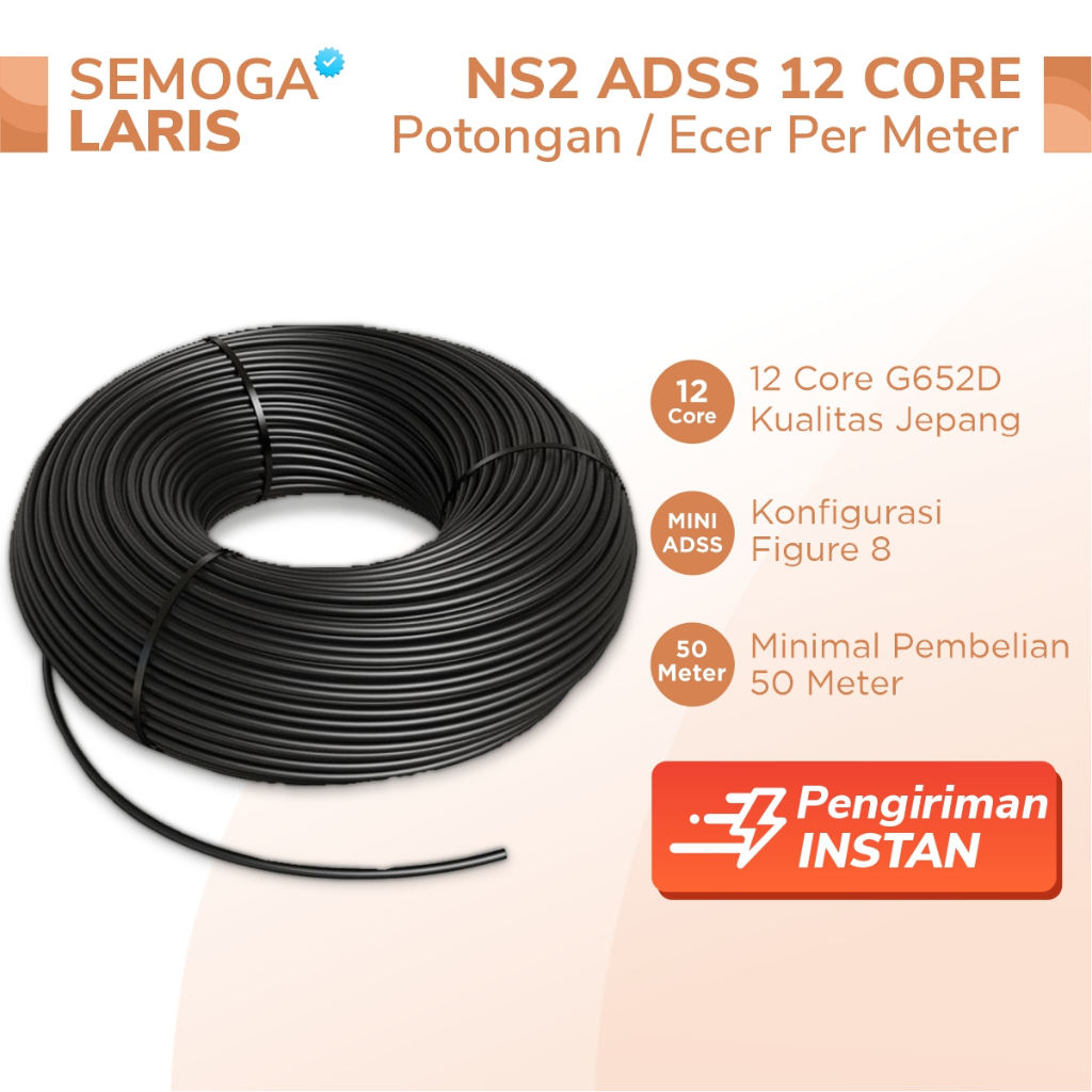 Jual ADSS 12 Core 1 Tube Singlemode Ecer Per Meter - Kabel FO Bulat ...