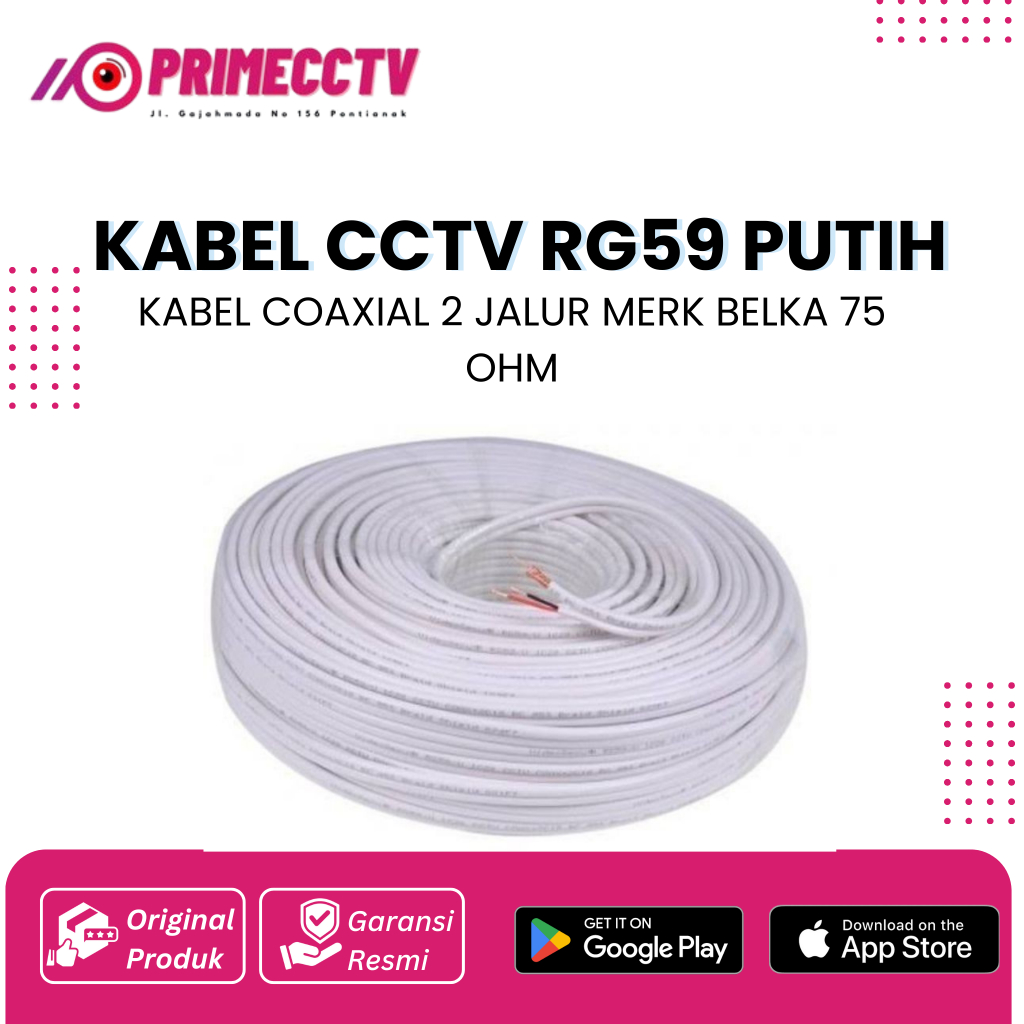 Jual KABEL CCTV RG59 PUTIH KABEL COAXIAL 2 JALUR MERK BELKA 75 OHM ...
