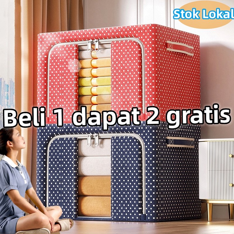 Jual 66L/110L oxford kotak penyimpanan Lipat storage box pakaian serbaguna mainan box tahan ...