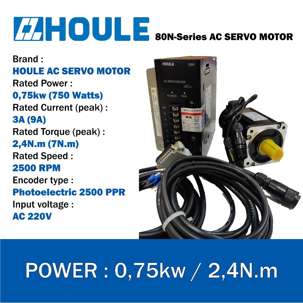 Jual Houle SH4MN 750W 2.4Nm 80N 220V AC Servo Motor Driver 0.75kw ...