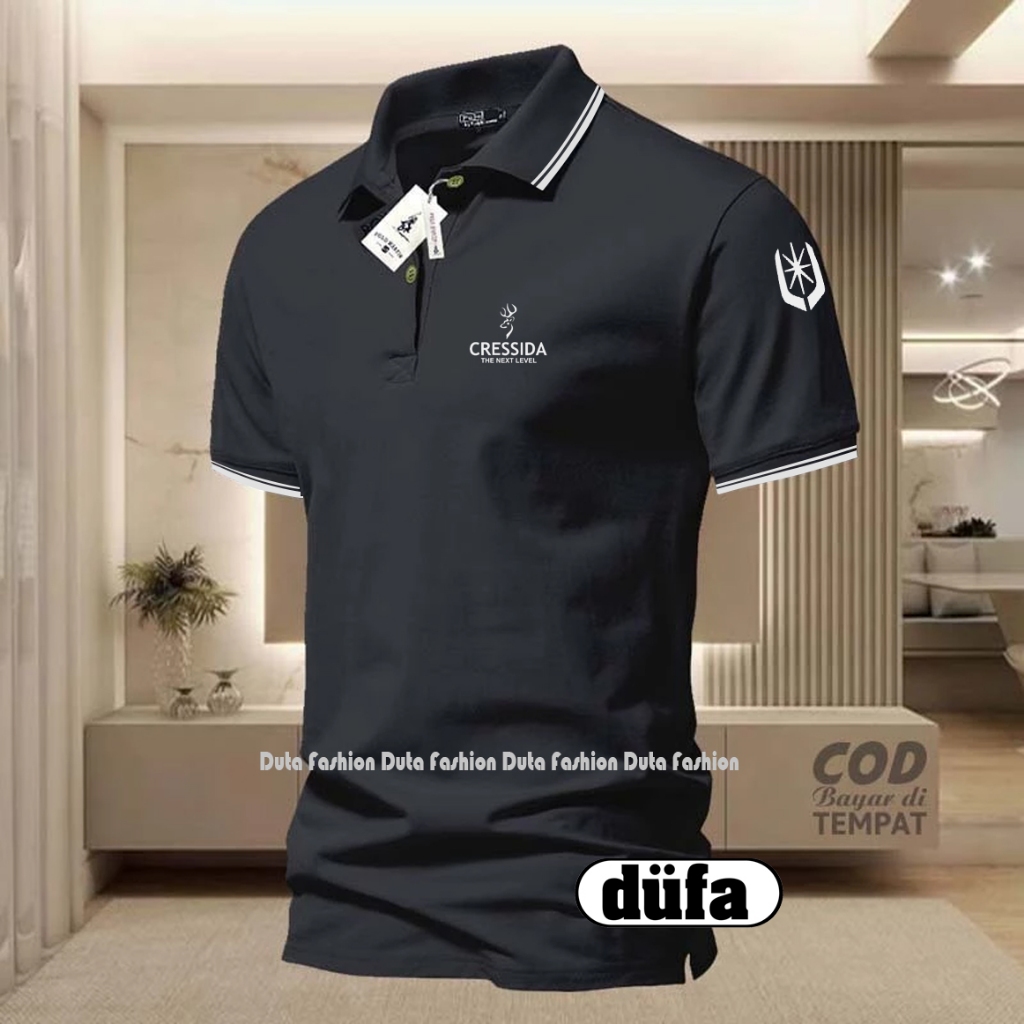 Jual T-shirt Kaos POLO List Kerah Logo Cressida + Lengan Text Putih ...